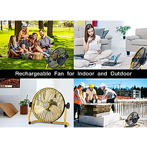 Geek Aire 12" Portable Battery Operated Fan with Metal Blade, 360 Vertical Tilt, 20h Run Time Cordless Fan for Camping Travel Tent Hurricane Home