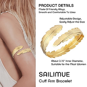 SAILIMUE 8 Pcs Arm Cuff Upper Arm Band Cuff Bracelets for Women Minimalist Simple Coil Bangle Gold Silver Adjustable Open Armlet Armband Costume Jewelry Set