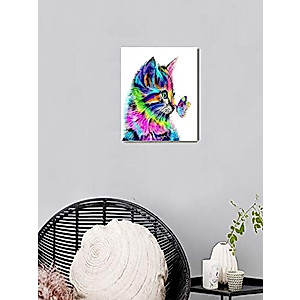 ifymei Paint by Number for Kids and Adults Beginner, DIY Gift Canvas Painting Kits, 16x20 Inch Colorful Cats and Butterflies [Without Frame]