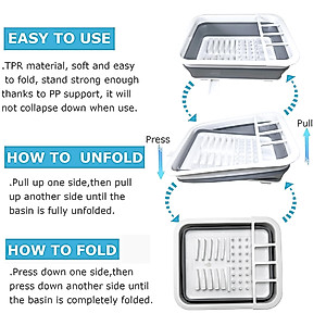MontNorth Collapsible Dish Drainer with Drain Plug and Swivel Spout, Space-Saving, Portable Dish Rack for Kitchens, RVs, Campers and Travel Trailers