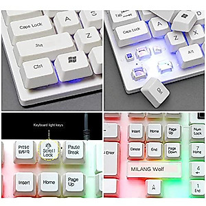 B Blesiya Mechanical Keyboard 104 Keys Gaming Keyboard for PC Gamer Computer Laptop, White Keyboard