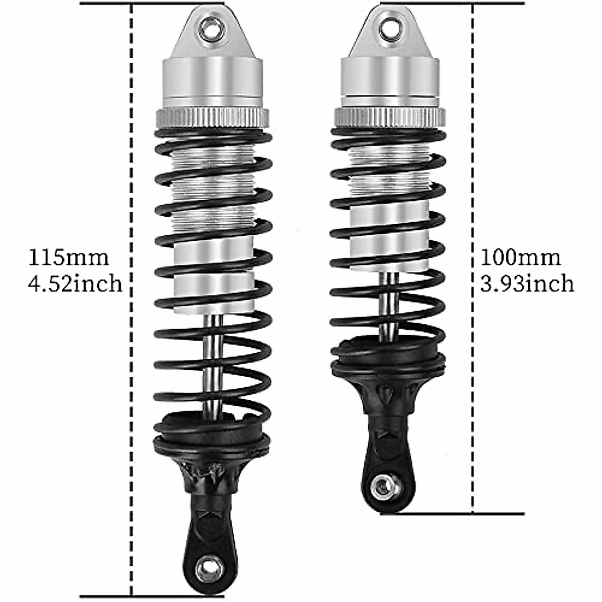 OGUNKE RC 4PCS Aluminum Front & Rear RC Shocks for 1/10 RC Truck Traxxas Slash 2WD/4x4 shocks Rustler 4X4 shocks Stampede 4X4 shocks Hoss 4X4 Replace 5862 (Silver)