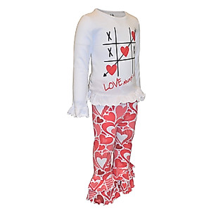 Unique Baby Girls Valentines Day Love Always Wins Pants Set (4t, Love Wins)