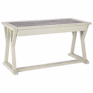 Signature Design by Ashley Jonileene Farmhouse Home Office Desk with Drawers, White & Gray