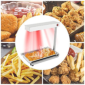 Fetcoi French Fry Warmer, Commercial Heat Lamp Food Warmer Strip Warmer, 500W Free-Standing Warming Dump Station Countertop for Chips Churros Fried Food