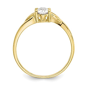 IceCarats 10K Yellow Gold White Topaz Ring Gemstone Band April Birthstone Jewelry Size 7.00