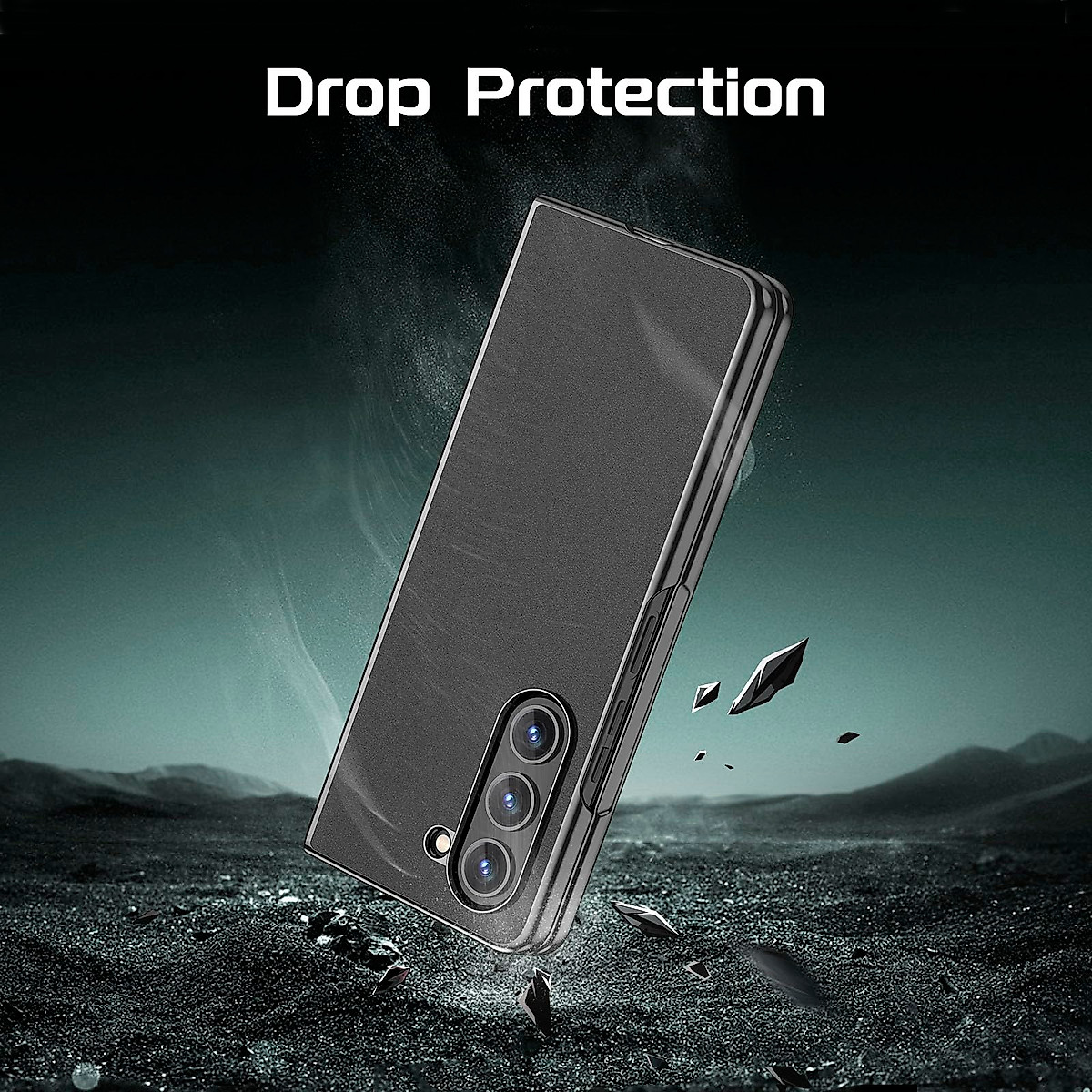 MATEPROX Phone Case for Samsung Galaxy Z Fold 5 Case, Slim Thin Lightweight Protective Phone Case with Non-Slip Leather Back Cover with Electroplated Frame for Samsung Galaxy Z Flod 5 5G-Black