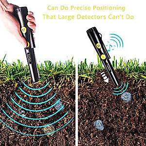 Pinpoint Metal Detector Pinpointer 360° Search Fully Waterproof Treasure Hunting Tool Accessories Belt Holster Lanyard and A 9V Battery for Adults and Kids(Three Mode) Black