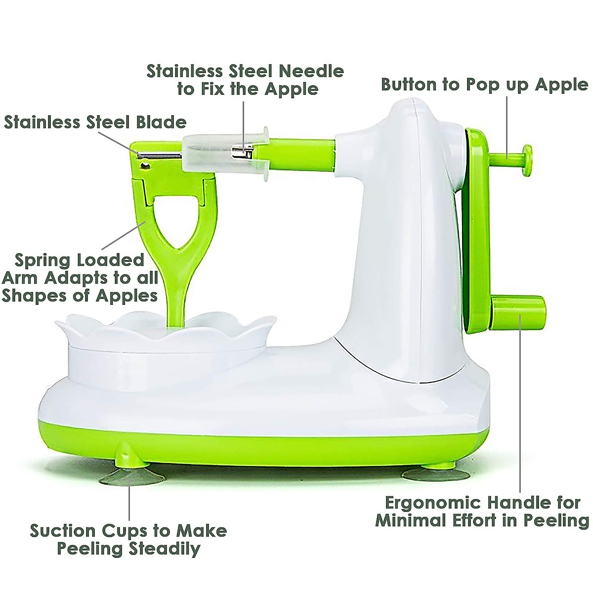 Apple Peeler, Pear Peeler with 8 Wedges Apple Slicer and Corer, Stainless Steel Blades Apple Cutter