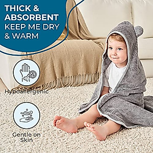 Munich Blue Baby Towel for Boys and Girls - Cozy Baby Bath Towel for Newborn, Infant and Toddler - 600GSM Premium Super Soft Hooded Baby Towel with Cute Bear Ears (Cloudy Color, 35 x 35 inch)