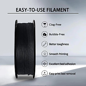 HP3DF PLA Filament, PLA Plus(PLA+), 3D Printer Filament, PLA Filament 1.75mm Dimensional Accuracy +/- 0.02mm, 1KG Spool (2.2 lbs), Fit Most FDM Printer (Black PLA)