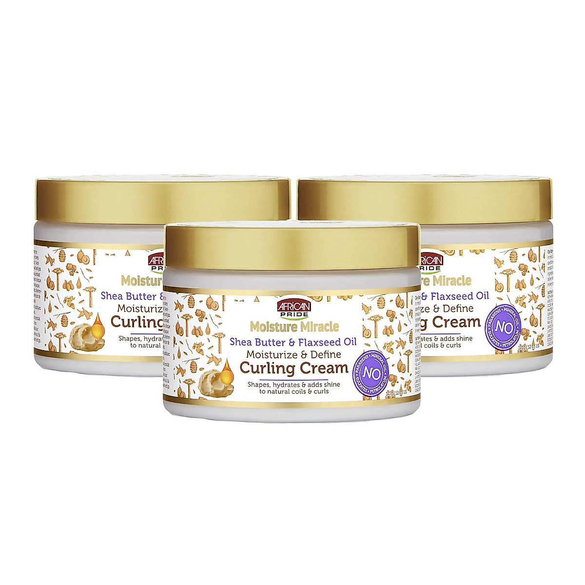 African Pride Moisture Miracle Curl Cream, Hydrate & Strengthen 12oz (Pack of 3)