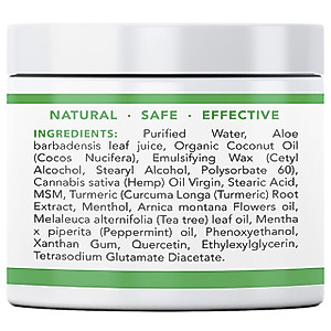 Super Natural Goods Hemp Cream (8oz) Hemp Oil & Arnica Cream - Joint Muscle Shoulder Hip Neck Knee & Back - Made in USA - Turmeric Menthol Rub