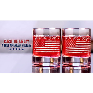 Lucky Shot - 2ND Amendment to The Constitution with USA Flag Whiskey Glass | Second Amendment Gifts For Him Whiskey Glass | Old Fashioned Independence Day Gift Glasses (11 oz)