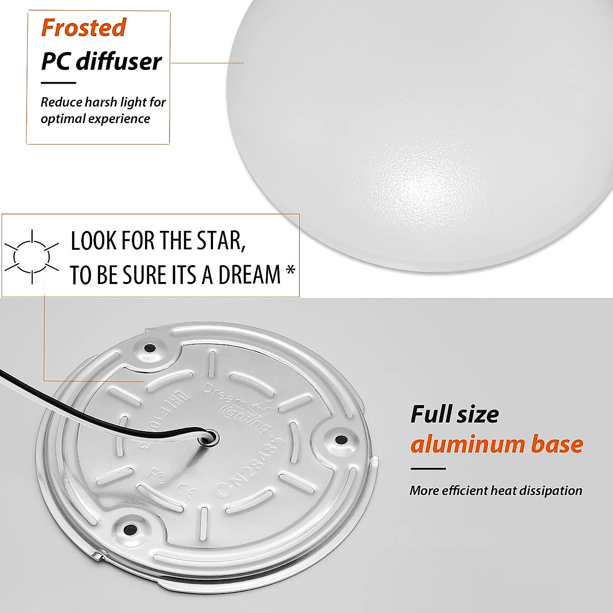 Dream lighting 12V Ceiling Light Fixtures RV Camper Interior Dome Ligh Soft White Lighting 3500K Pack of 6