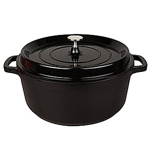 MasterPan 7 Quart Non-Stick Cast Aluminum Dutch Oven Casserole Stockpot 11", Black