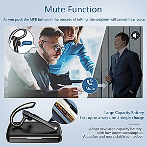SYNTRAVA Bluetooth Headset V5.1 Wireless Bluetooth Headset with 400mAh Charging Box Built-in Dual Microphone Noise-Cancelling Wireless Headset Takeaway Mobile Office Business Headset