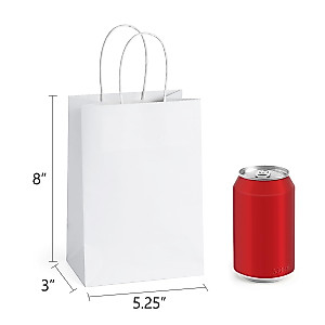 BagDream Small Paper Gift Bags 50Pcs 5.25x3.75x8 Inches Kraft Paper Bags Party Favor Bags Shopping Bags Kraft Bags White Paper Gift Bags with Handles Bulk