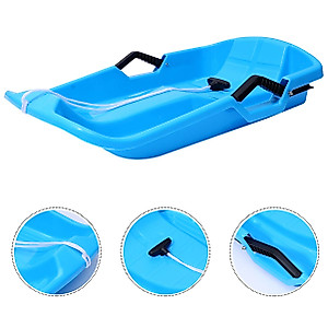 BESPORTBLE Snow Sled Plastic Toboggan with Pull Rope for Snow Sledding Ice Fishing Plastic Snow Sled for Kids and Adult (Blue)