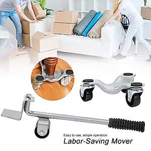 Furniture Movers Dolly with Wheels and Lifter Moving Plate, 881.8 lbs Load Capacity, Portable Moving Rollers Leg Dollies, Great for Moving Furniture and Appliances, Silver