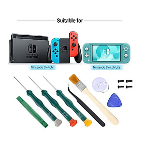 Triwing Screwdriver for Switch, Professional Repair Tool Kit for Joy-con Joystick Replacement with Tweezers, Opening Pry Bar & Suction Cup