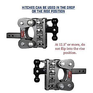 GEN-Y GH-1326 The BOSS Torsion-Flex Adjustable 12" Drop Hitch with GH-061 Dual-Ball, GH-062 Pintle Lock for 2.5" Receiver - 21,000 LB Towing Capacity - 2,400 LB Tongue Weight