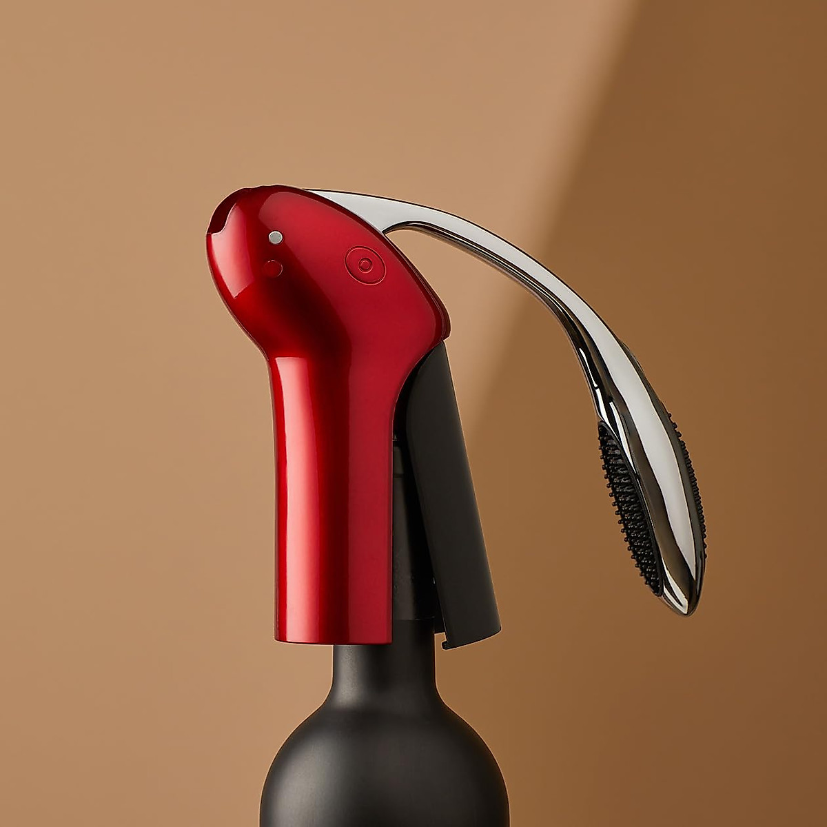 Rabbit Original Vertical Lever Corkscrew Wine Opener with Foil Cutter and Extra Spiral (Candy Apple Red)