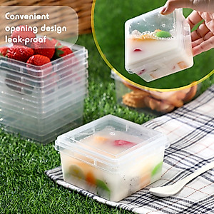 Blushtier 50 Sets 12 oz Square Deli Containers with Lids Stackable Plastic Freezer Food Storage Clear Dessert Containers with Freezer Labels for Takeout Meal Prep Storage, Microwave and Freezer Safe