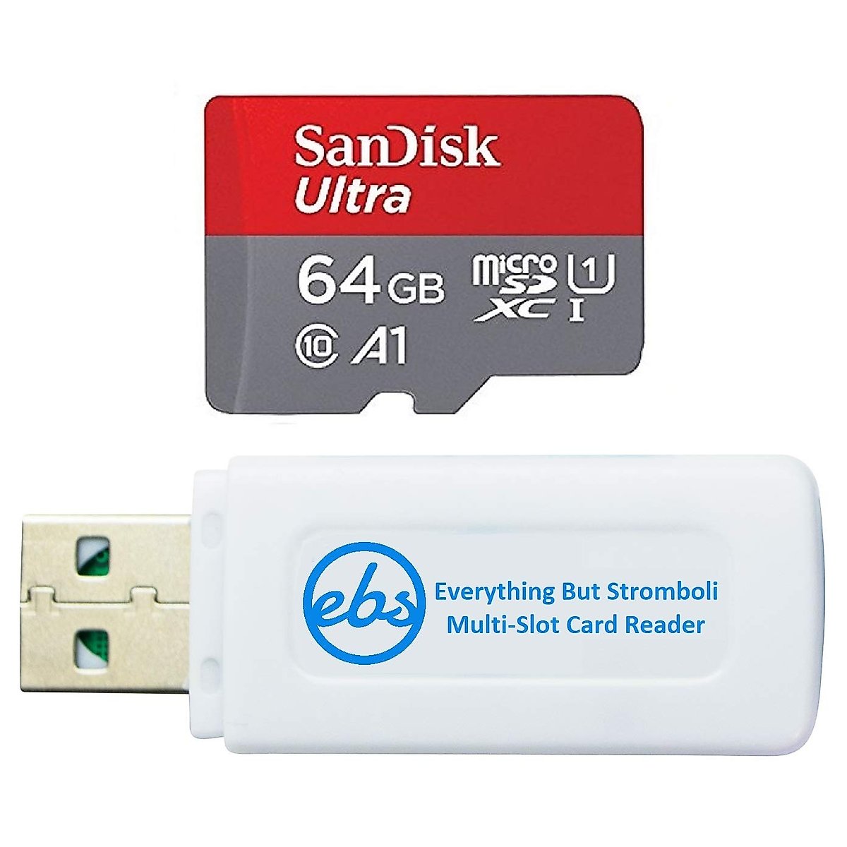 SanDisk 64GB Micro SDXC Ultra Memory Card Class 10 Works with Nintendo Switch OLED Model Gaming System (SDSQUA4-064G-GN6MN) Bundle with (1) Everything But Stromboli SD & MicroSD Memory Card Reader