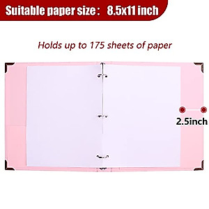 Vienrose 3 Ring Binder 1 inch Round Rings Durable Binder with Cardboard Cover Holds 8.5" x 11" Paper for School Office and Home, Pink