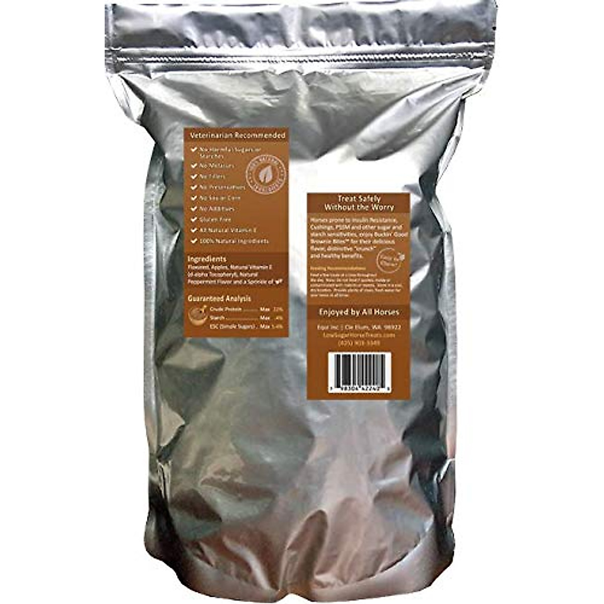 Most Popular! Buckin’ Good Brownie Bites Low Sugar, Low Starch Horse Treats (Peppermint, 3 lb. Refill Bag)