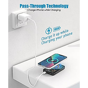 LUWUIDEN 5000mAh Magnetic Wireless Power Bank, Transparent Portable iPhone Charger, Ultra Slim Battery Pack w/LED Display, Emergency Wireless Charger, 20W PD Fast Charge for iPhone 14/13/12 Series