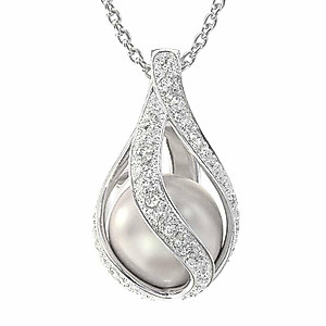 The Danbury Mint Love's Embrace Pendant (Silver) - Pearl Jewelry - Woman's Pendants - Gift for Her #6773-0010