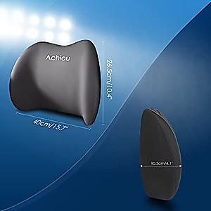 Achiou Lumbar Support Pillow for Office Chair Car Seat Orthopedic Chair, Memory Foam Pad and Back Cushion for Back Pain Relief, Versatile Use Supportive Cushion with Breathable 3D Mesh