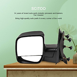 SCITOO Left Mirror fit 2003-2013 for Ford E-150 E-250 2004-2013 for Ford E-350 E-450 Super Duty Econoline Van with Power Adjustment Manual Folding Non-Heated Driver Side Mirror