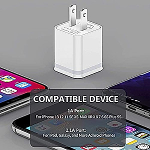 LUOATIP USB Wall Charger, 5-Pack 2.1A/5V Dual Port USB Cube Power Adapter Charger Plug Charging Block Replacement for iPhone Xs/XR/X, 8/7/6 Plus, Samsung, HTC, LG, Moto, Android Phones