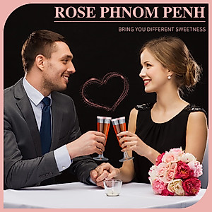 Thenshop 50 Pack Rose Gold Plastic Champagne Flutes 5.5 oz Elegant Clear Disposable Champagne Glasses Detachable Hard Toasting Glasses for Wedding Party Fancy Vino Cocktail Cups