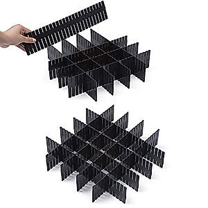 Qozary 42 Pack Adjustable Drawer Organizer Dividers for Socks, Underwear, Makeup, Kitchen, Dresser