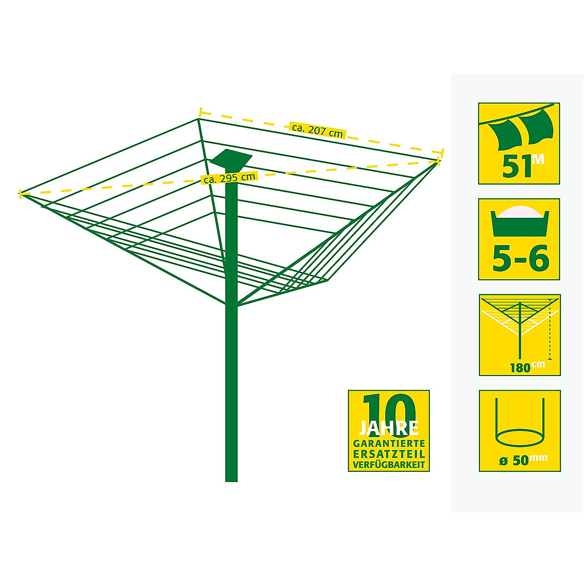 Exaco Novaplus 500 Rotary Clothesline, Silver/Blue