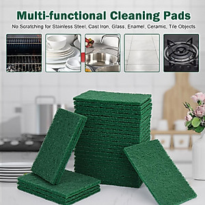 YoleShy 40 PCS Scouring Pad, Dish Scrubber Scouring Pads,4.5 x 6 inch Green Reusable Household Scrub Pads for Dishes, Kitchen Scrubbers & Metal Grills
