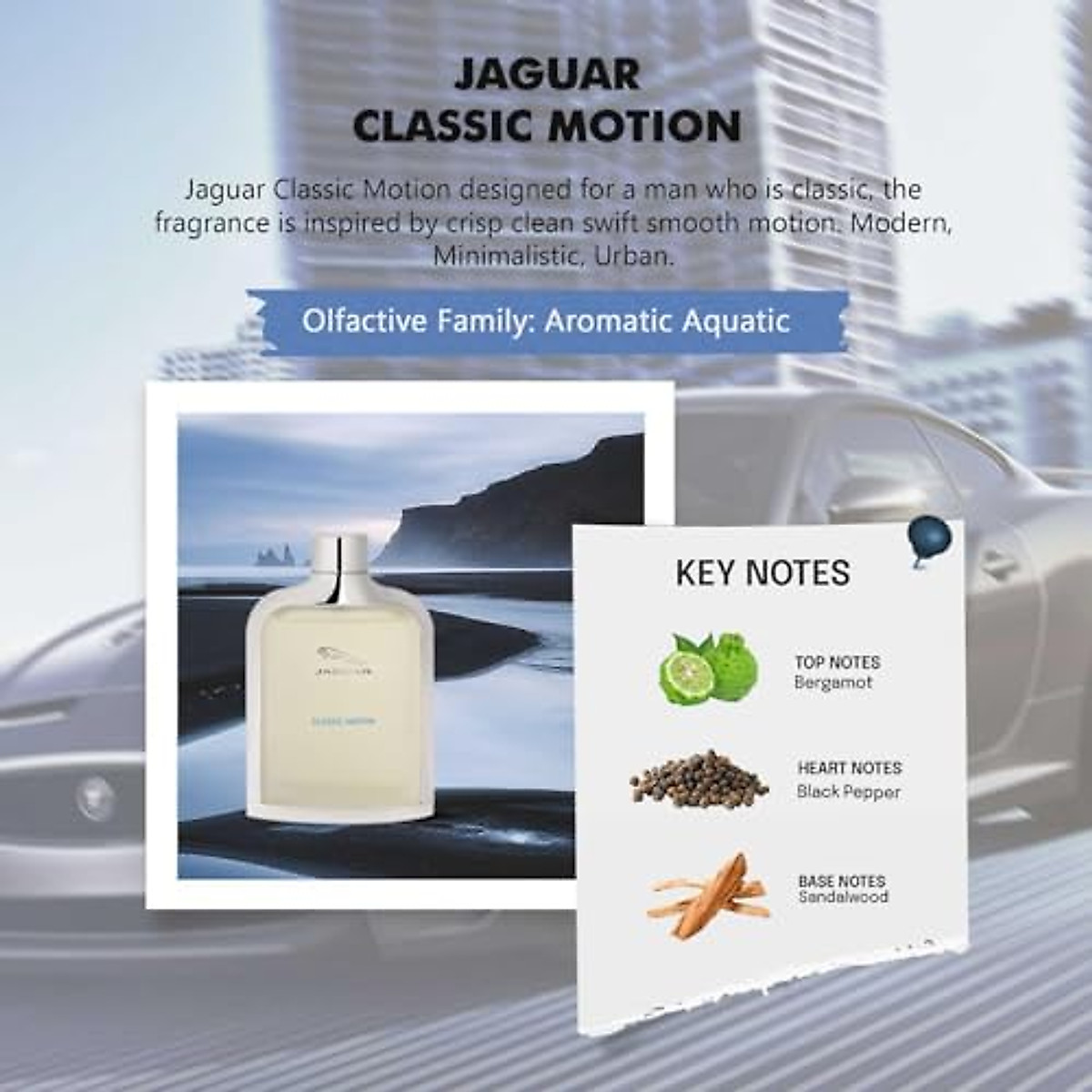 Jaguar Classic Motion Eau de Toilette Spray for Men, 3.4 Ounce