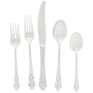 Ginkgo International Fleur de Lis 20-Piece Stainless Steel Flatware Place Setting, Service for 4