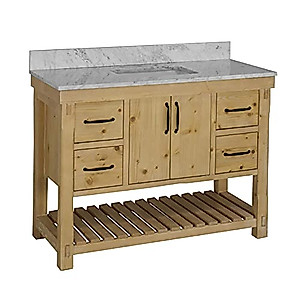 Birmingham 48-inch Bathroom Vanity (Carrara/Driftwood): Includes Driftwood Cabinet with Authentic Italian Carrara Marble Countertop and White Ceramic Sink