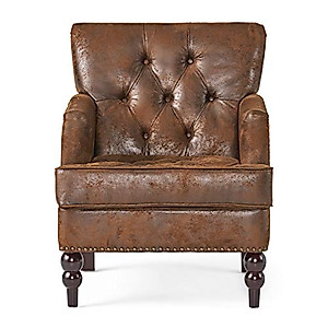 Christopher Knight Home Malone Tufted Club Chair, Brown 28D x 29.5W x 33.5H Inch