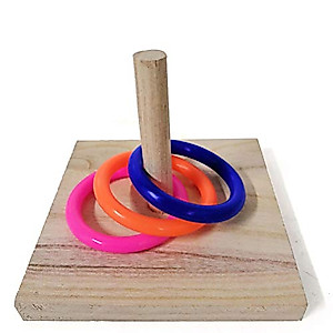 Balacoo Bird Ring Toy Interactive Wood Board Ring Toss Game Puzzle Toy Bird Educational Toy Parrot Chew Bite Playing for Parrot Pet (Random Color)
