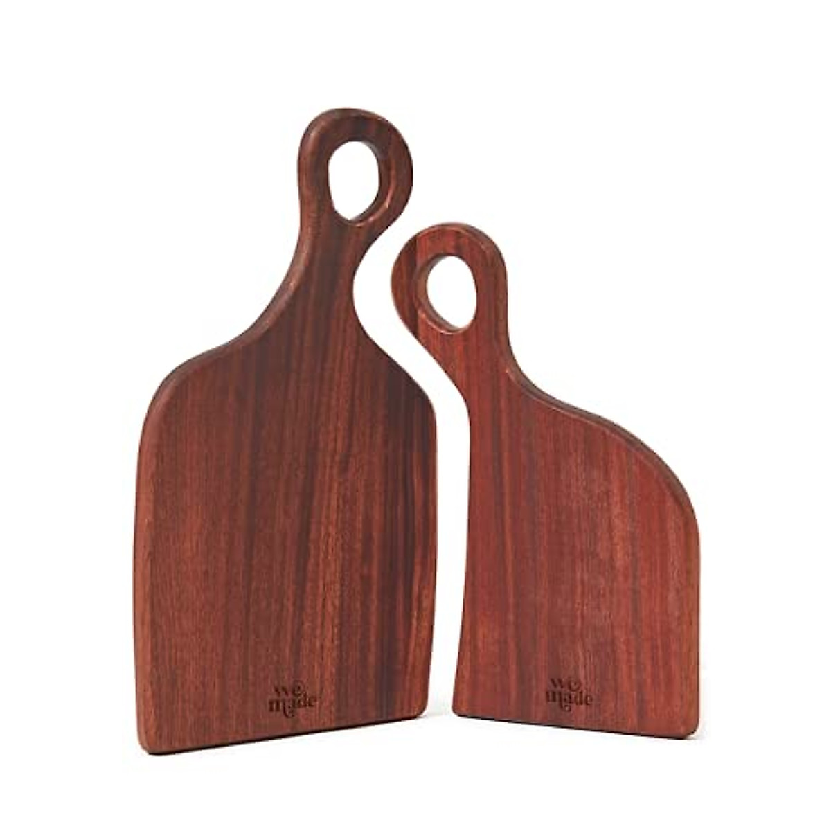 Perfect Anniversary, Wedding, Housewarming Gifts for The Couple - 2 Piece Solid Wood Cutting Board Set with Handle for Kitchen - Decorative Serving Charcuterie Board by We Made