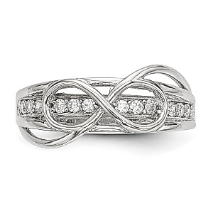 IceCarats 925 Sterling Silver Cubic Zirconia CZ Infinity Twisted Love Knot Symbol Woven Crisscross Band Statement Ring Size 7
