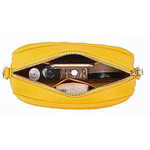 lola mae Quilted Crossbody Bag, Trendy Design Shoulder Purse (Mustard)