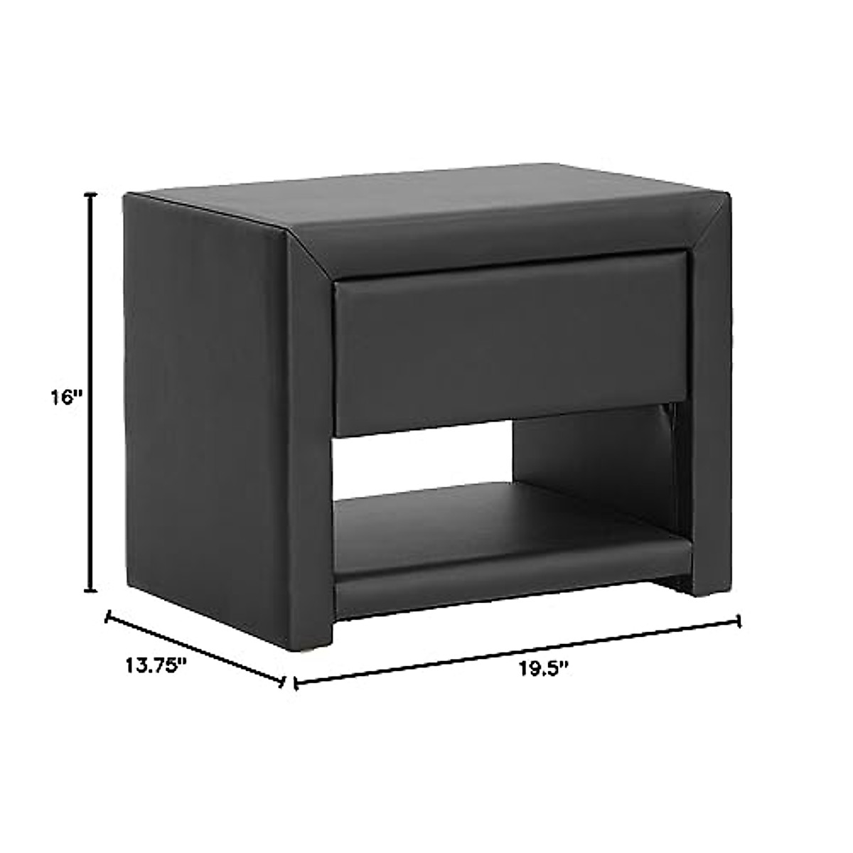 Baxton Studio Massey Upholstered Modern Nightstand, Black