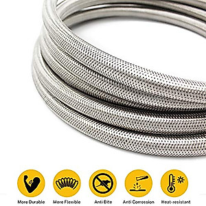 MCAMPAS 12 FT 0-30 Psi Adjustable High-Pressure Propane Regulator with Gauge 0~60PSI Gas Flow Indicator,3/8" Flare x 1/8" MNPT,Stainless Braided Hose with Soft-Nose Male POL Valve Regulator